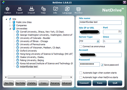 NetDrive maps remote FTP drives as local drives | Instant Fundas